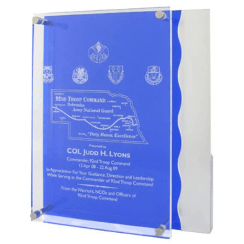 Acrylic Blue/Silver Stand Up Plaque